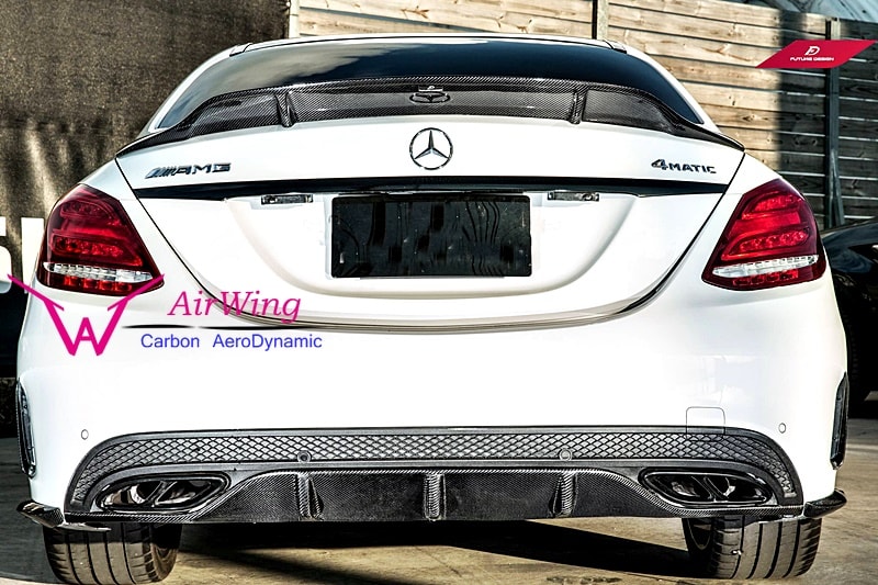 AIRWING CO.,LTD. - Products - W205 Sedan - Three Fin style Carbon Rear ...